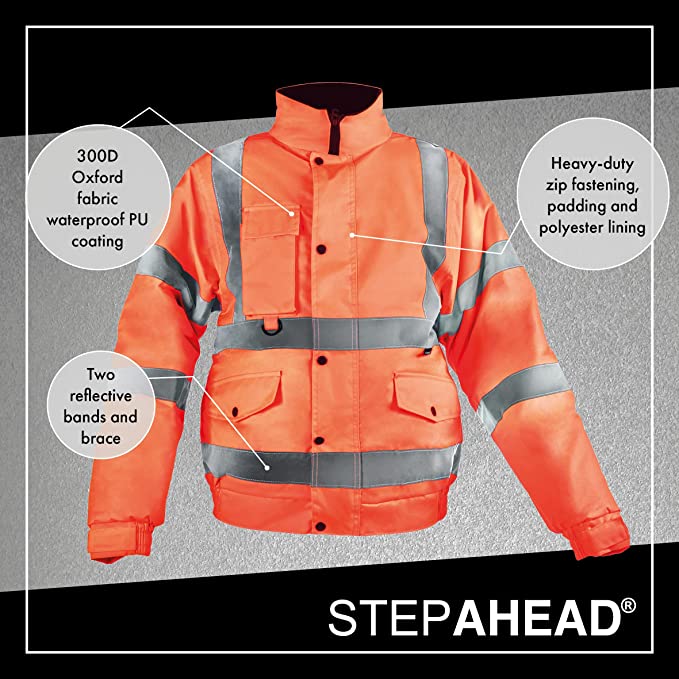 Premium Hi Vis Visbility Viz Bomber Jacket Waterproof Safety Work Coat ...